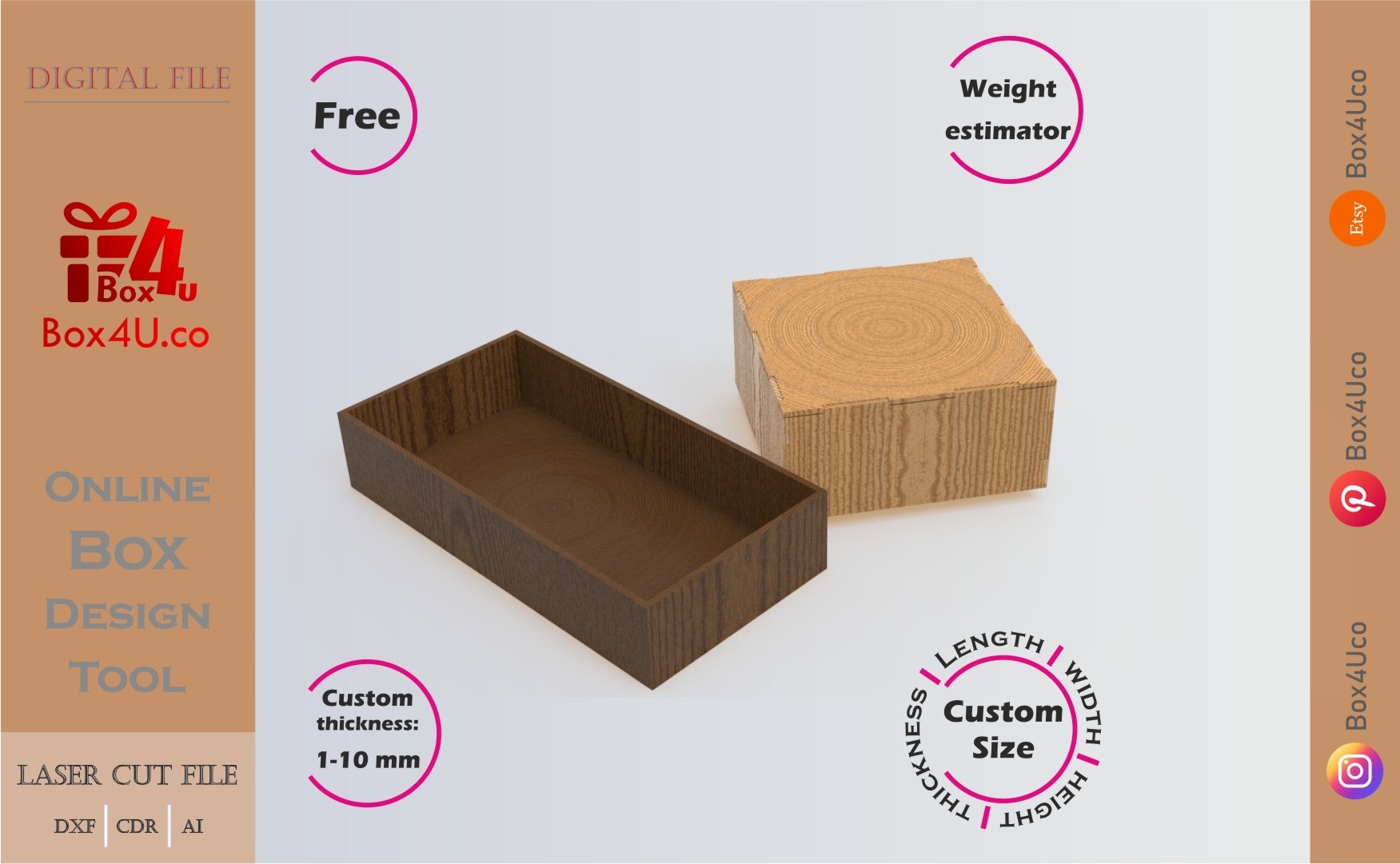 Make a Custom Simple Cubic Box - Free Laser Cut Design | Box4U