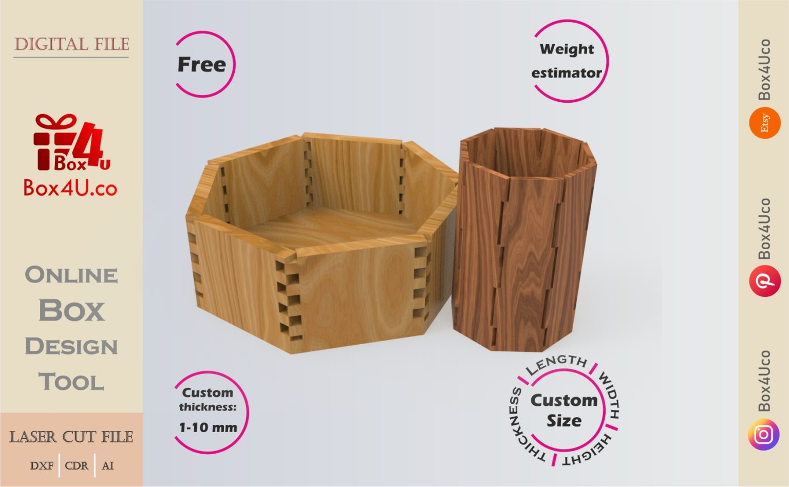 Make a Custom Simple Polygon Box - Free Laser Cut Design File