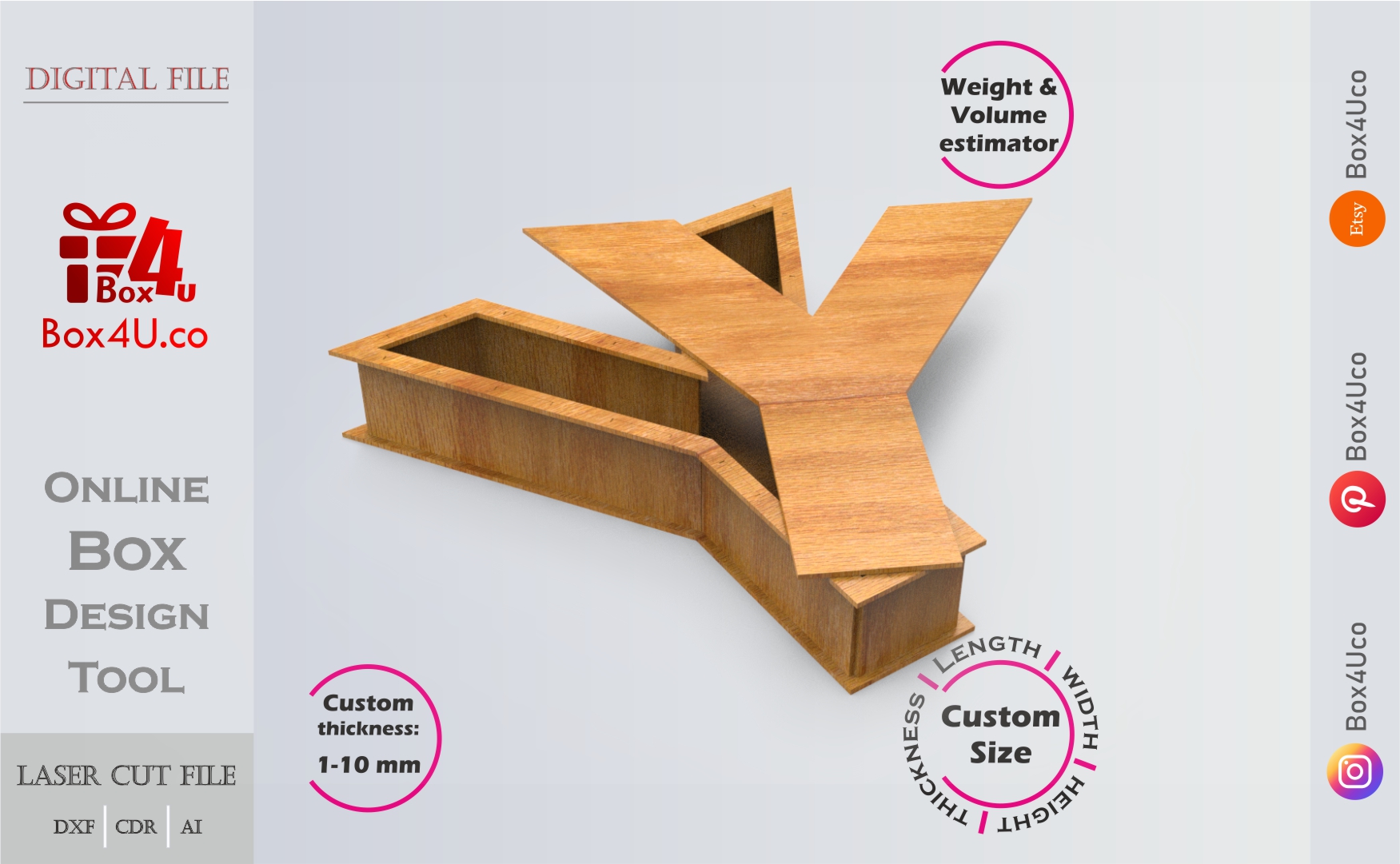 Design and Make a Letter Y Box Online | Download DXF Cut File