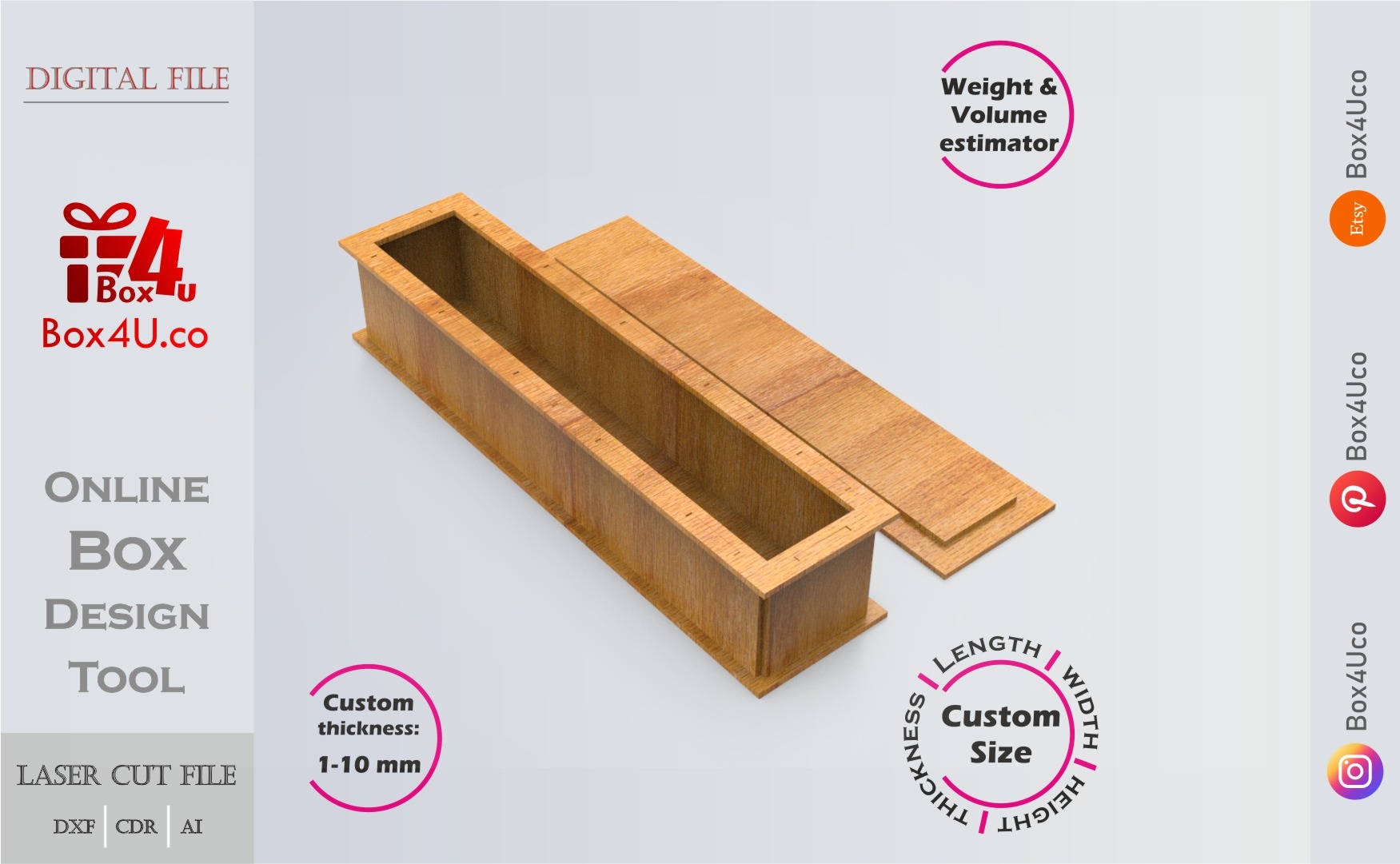 Design and Make a Letter I Box Online | Download DXF Cut File