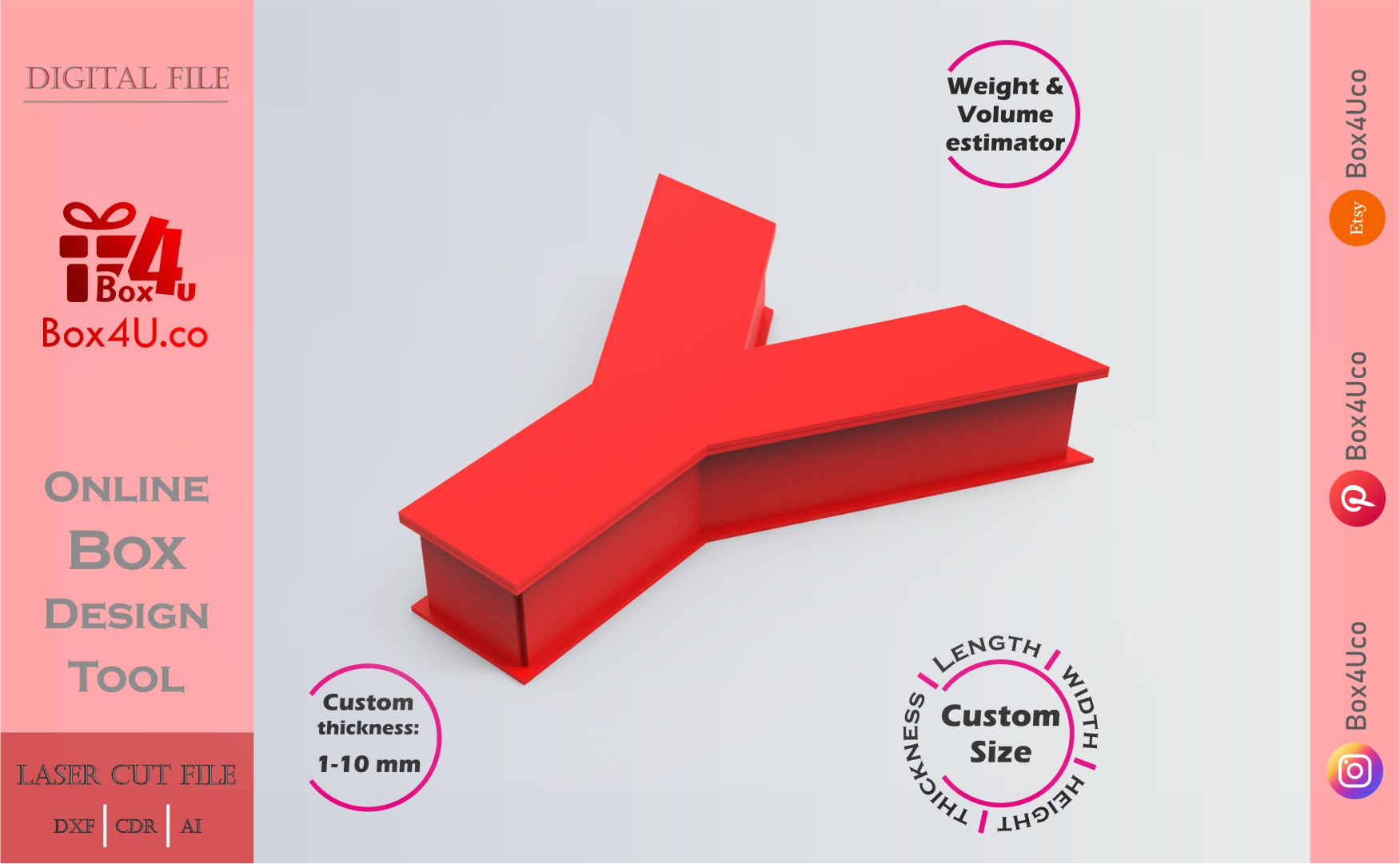 Design and Make a Letter Y Box Online | Download DXF Cut File