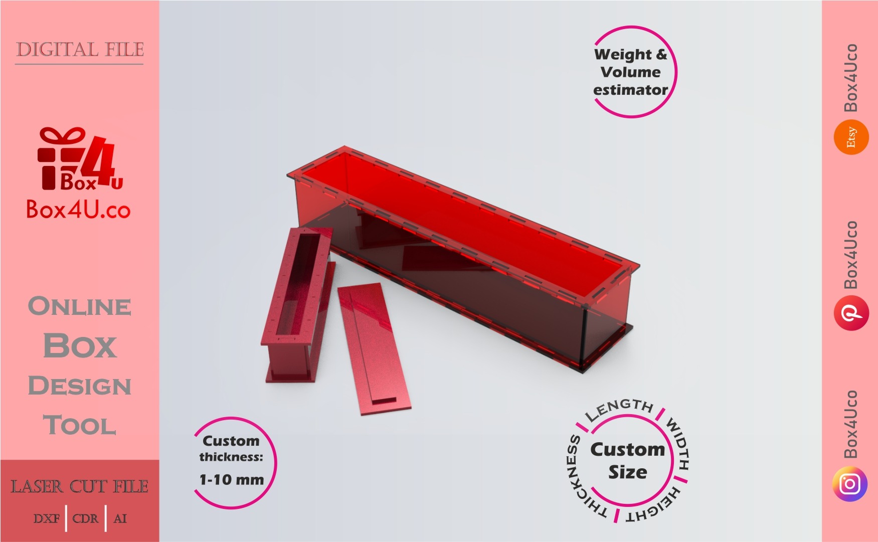 Design and Make a Letter I Box Online | Download DXF Cut File