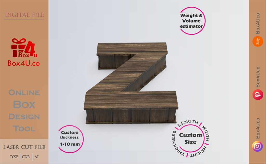 Design and Make a Letter Z Box Online | Download DXF Cut File