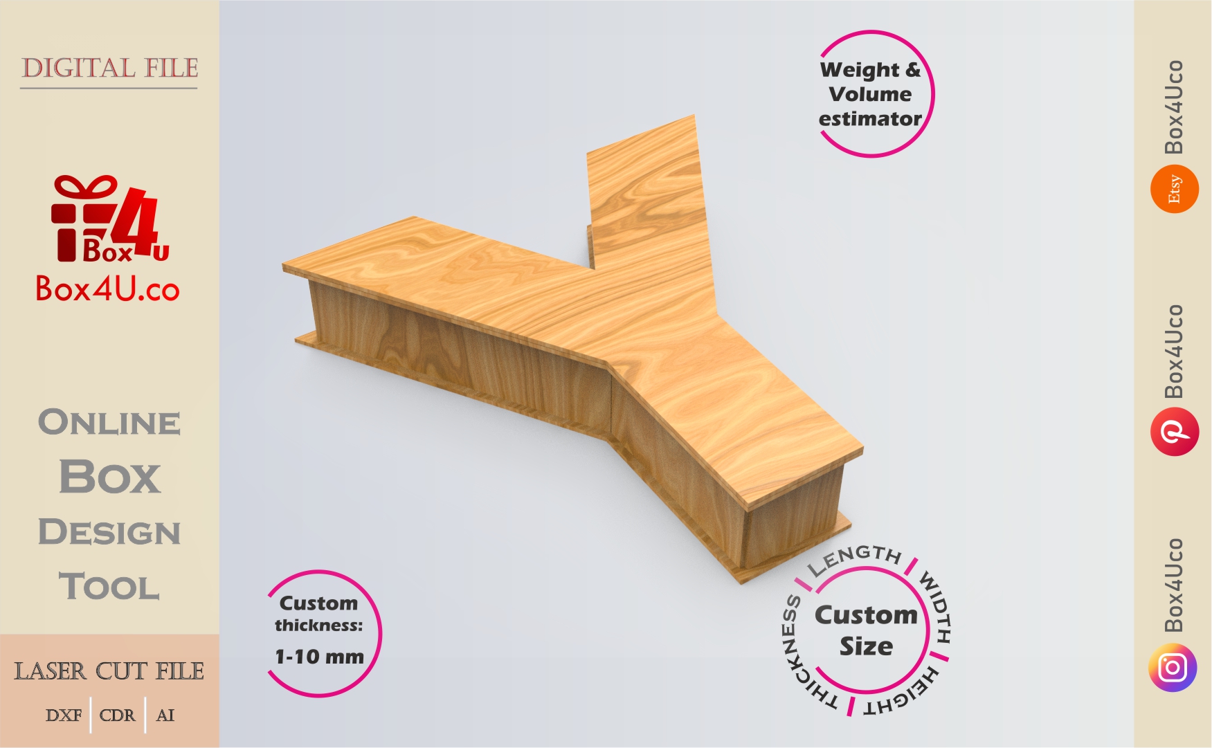 Design and Make a Letter Y Box Online | Download DXF Cut File