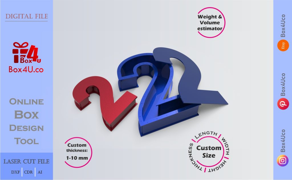 Design and Make a Number 2 Box Online | Download DXF Cut File